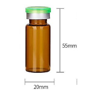 GISUREM 10ml Glass Bottle,Sterile Transparent Vial,Seals Empty Vials, Lab Sample Vial, Empty Vials with Self Healing Injection Port,with Flip Off Aluminum Cap (Transparent Borosilicate Glass A)