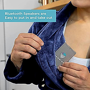 Jammies Bluetooth Robe - Ultra-Plush Unisex Bathrobe with Removable Bluetooth 5.0 Speaker Collar, 100% Polyester, Navy Blue, Medium