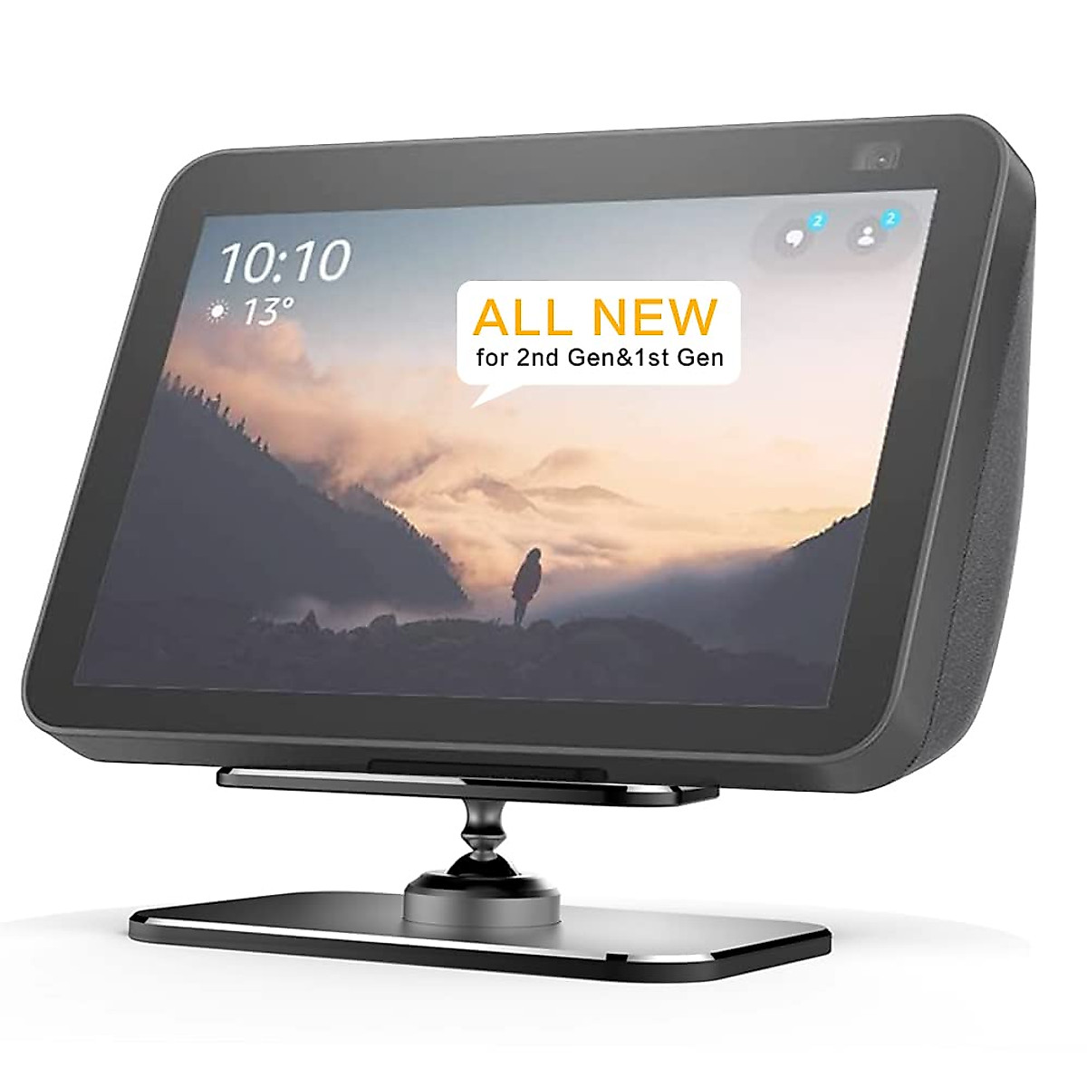 ezbnb Echo Show 8 Stand | Adjustable Aluminum Stand for Echo Show 8 Full Metal 360 Degree Swivel and up Down tilt Rotatable Holder with Strong Magnetic Attachment (Gray)