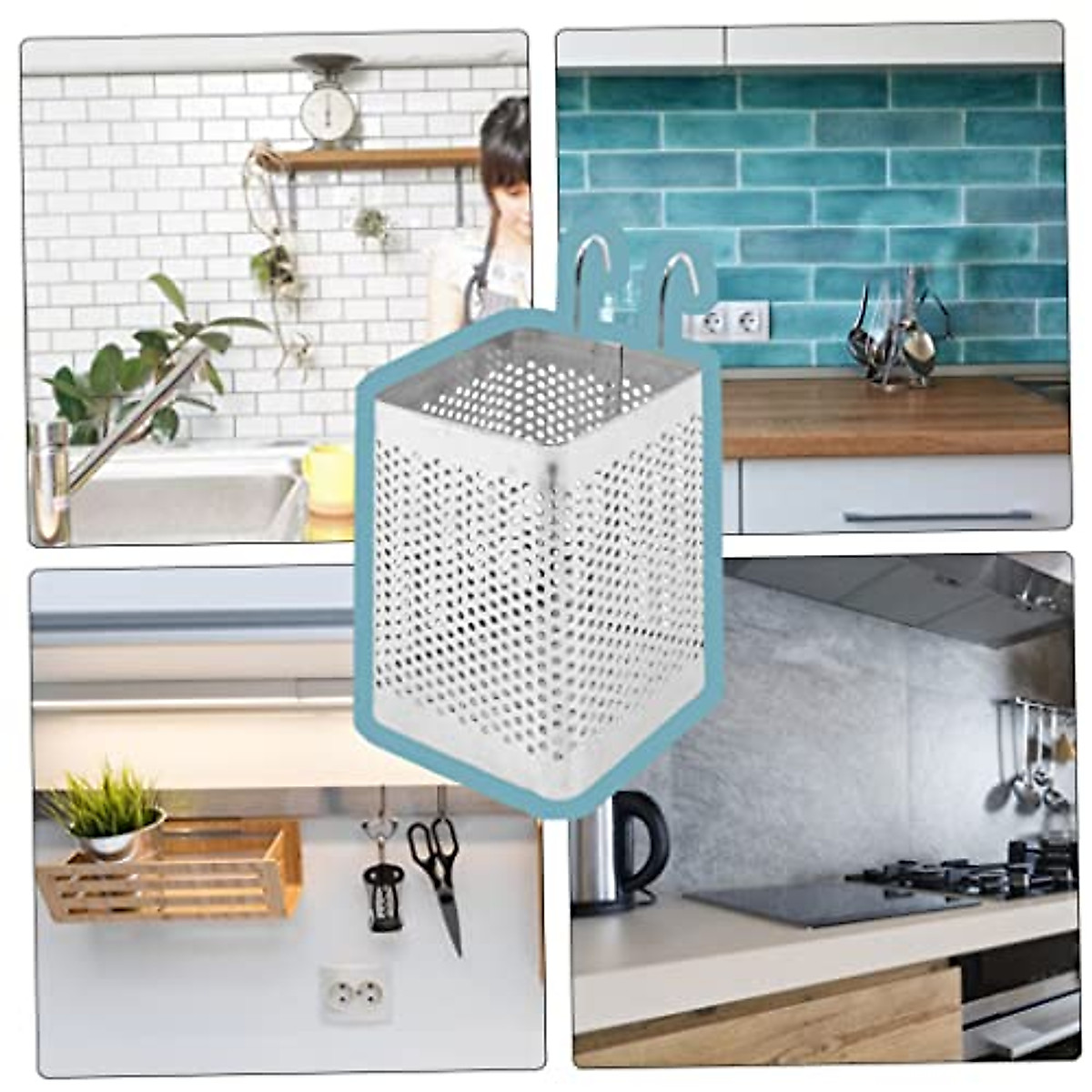 Eioflia Cutlery Draining Basket Stainless Steel Chopstick Sink Holder Spoon Storage Case Drain Chopstick Holder Sink Caddy Holder