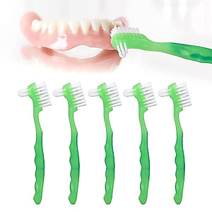 Denture Brush Denture Toothbrush Denture Brush Set Senior Professional Cleaning Brush for Daily Use (Green) Denture Brush Toothbrush Denture Cleaner Brush