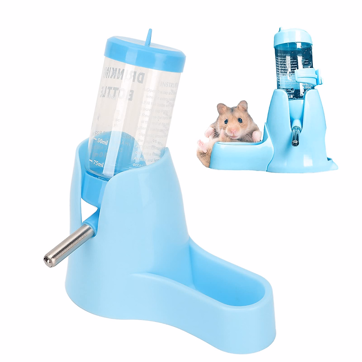 Tnfeeon Hamsters Water Bottle,Hamster Hanging Water Bottle 3 in 1 Hamster Automatic Drinking Dispenser for Small Animals, Dwarf, Gerbil, Chinchilla Cage