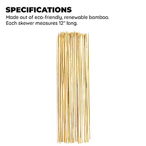 GOOD LIVING 12-Inch Bamboo Skewers for Fruit, BBQ, Shrimp, Vegetables and More, 1-Pack (100 Skewers)