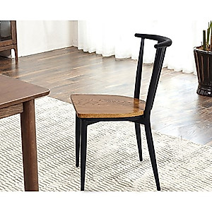 KARMAS PRODUCT 2 Pack Stackable Metal Dining Chairs with Solid Wooden Seat,Restaurant Bistro Cafe Side Chairs,Weight Capacity 500lbs,Black