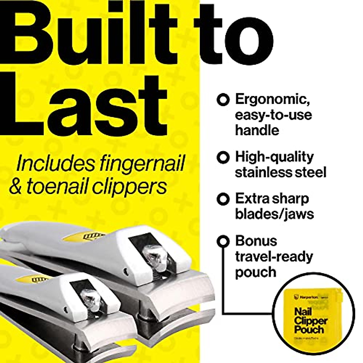 Harperton Nail Clippers Set - 2 Pack Stainless Steel Ingrown Toenail Tool, Professional Fingernail & Toenail Clippers for Thick Nails…