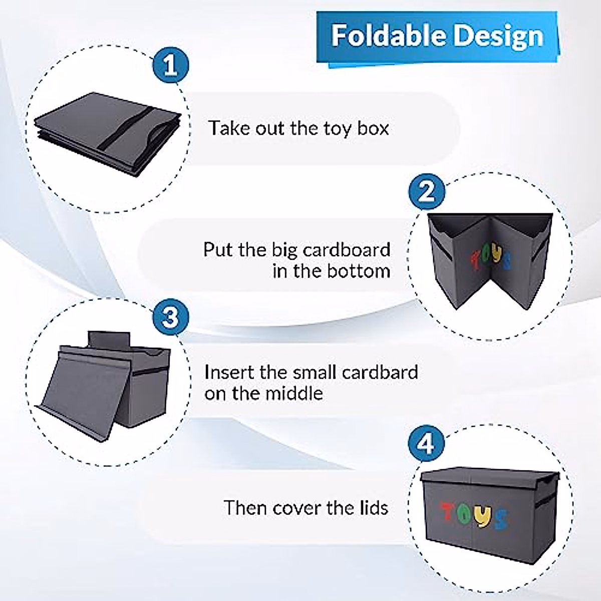 VICTORICH Toy Box Chest for Boys Girls, Collapsible Kids Toy Organizers Storage Bins Extra Large Toy Baskets with Lid & Handles for Clothes, Blanket, Nursery, Playroom, Bedroom, Stuffed Animals, DarkGrey