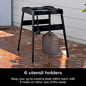 Ninja XSKUNSTAND Outdoor Stand, Woodfire Products, Adjustable Height, Utensil-Holder, Side Table-Compatible, Weather-Resistant, Black, 26" x 34" x 34