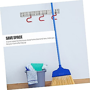 HOOTNEE Broomstick Aluminum Mop Holder Broom Hanging Rack Broom Holder Hooks Adjustable Garage Tool Organizer Wall Mounted Clothes Mount Clothing Rack Key Rail Mop Organizer Aluminum Alloy