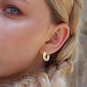 9 Pairs Gold Chunky Hoop Earrings Set for Women, 14K Plated Twisted Huggie Earring Hypoallergenic, Lightweight Thick Open Hoops Jewelry Gifts. (B-9 Earrings)