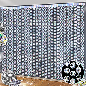 Blosssound 2 PCS Disco Cowgirl Bachelorette Decorations Glitter Disco Ball Foil Fringe Curtains for Disco Cowgirl Western Cowboy Lets Go Girls Last Rodeo Bachelorette Birthday Party(Iridescent)