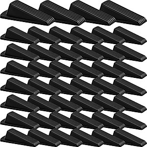Frienda 48 Pcs Door Stoppers Bulk Rubber Door Stop Wedge Door Stopper for Bottom of Door Sturdy Door Stop for Heavy Duty Door Bottom Carpet Tile Concrete Wooden Floor (Black)