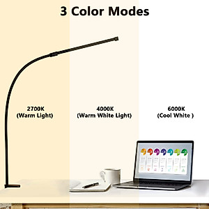 LED Desk Lamp, Touch Control Desk Lamp with 10 Levels Brightness, Dimmable Office Lamp with Adjustable Arm, 11" Wide Office Eye Protection Light 900LM Large Bright Desk Lights with Stepless Dimming
