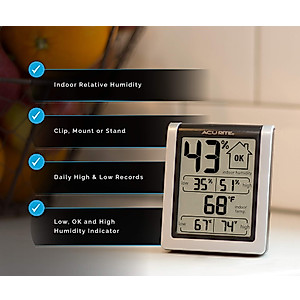 Midea MAD50C1ZWS Dehumidifier for up to 4500 Sq Ft with Reusable Air Filter & AcuRite 00613 Digital Hygrometer & Indoor Thermometer Pre-Calibrated Humidity Gauge, 3" H x 2.5" W x 1.3" D