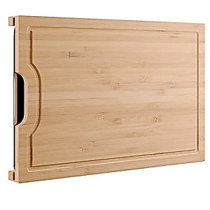 Easy-to-Clean Bamboo Wood Cutting Board Set with Non Stick Pullout Baking Sheet Tray - Easy Compact Storage Chopping Board Set