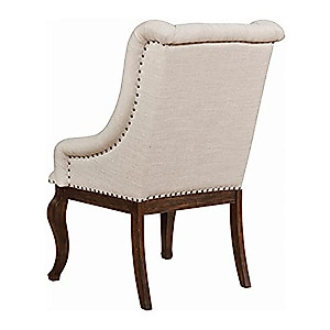 Coaster Home Furnishings Brockway Glen Cove Arm Chairs with Button Tufting and Nailhead Trim Antique Java and Cream (Set of 2)