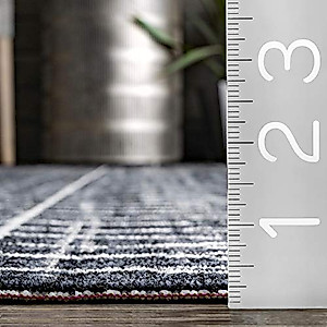 nuLOOM Saige Modern Trellis Fringe Indoor/Outdoor Area Rug, 5' x 8', Black