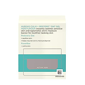 Aveeno Calm + Restore Oat Gel Facial Moisturizer for Sensitive Skin, Lightweight Gel Cream Face Moisturizer with Prebiotic Oat & Feverfew, Hypoallergenic, Fragrance- & Paraben-Free, 0.5 oz (Pack of 5)