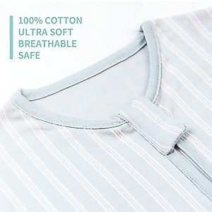 Baby Sleep Sack with Feet 18-36 Months, Lightweight Sleeping Bag with Legs for Baby Boys and Girls, 100% Cotton Baby Wearable Blanket, Blue Stripe, Unisex Baby, X-Large