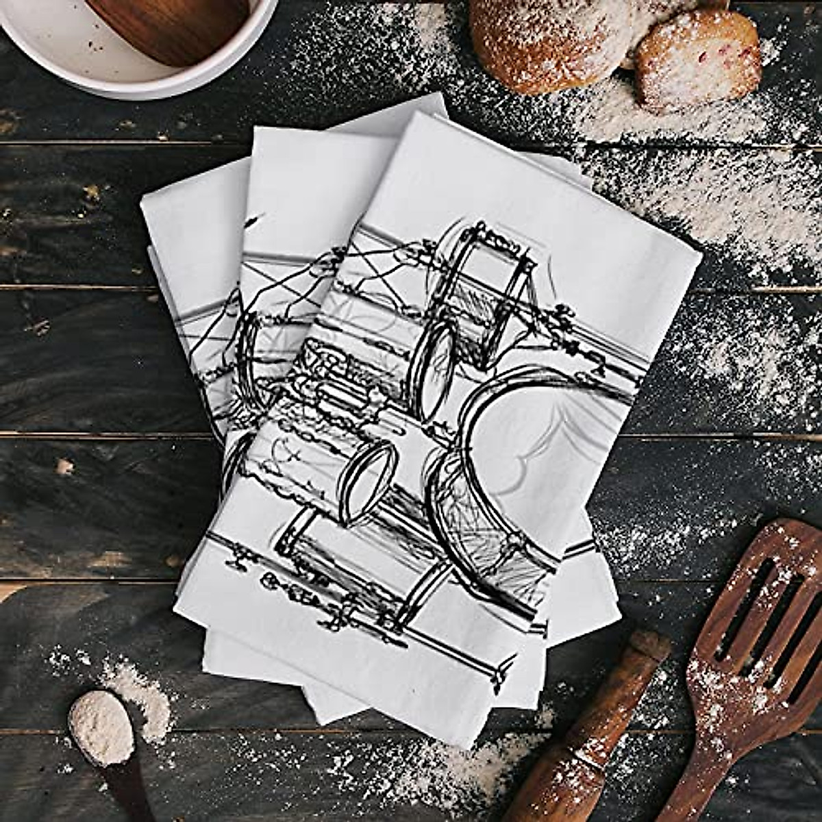 Big buy store Drummer Musical Rock Music Kitchen Dish Towels, Soft Lightweight Microfiber Absorbent Hand Towel Tea Towel for Kitchen Bathroom 18x28in