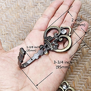 OAIDVEUY Zinc Alloy Key Shaped Decor Wall Hooks - 4 Pcs,Coat Hooks Key Hooks Holder Towel Hooks Coat Rack Hat Hooks - Bronze Finish
