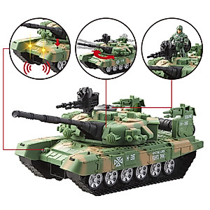 JOYIN Military Reconnaissance Vehicle Toy Set of Friction Powered Helicopter, Tank, Armored Car with Light and Sound, Motorcycle, Camp and Army Figures, Realistic Military Vehicle Playset for Kids