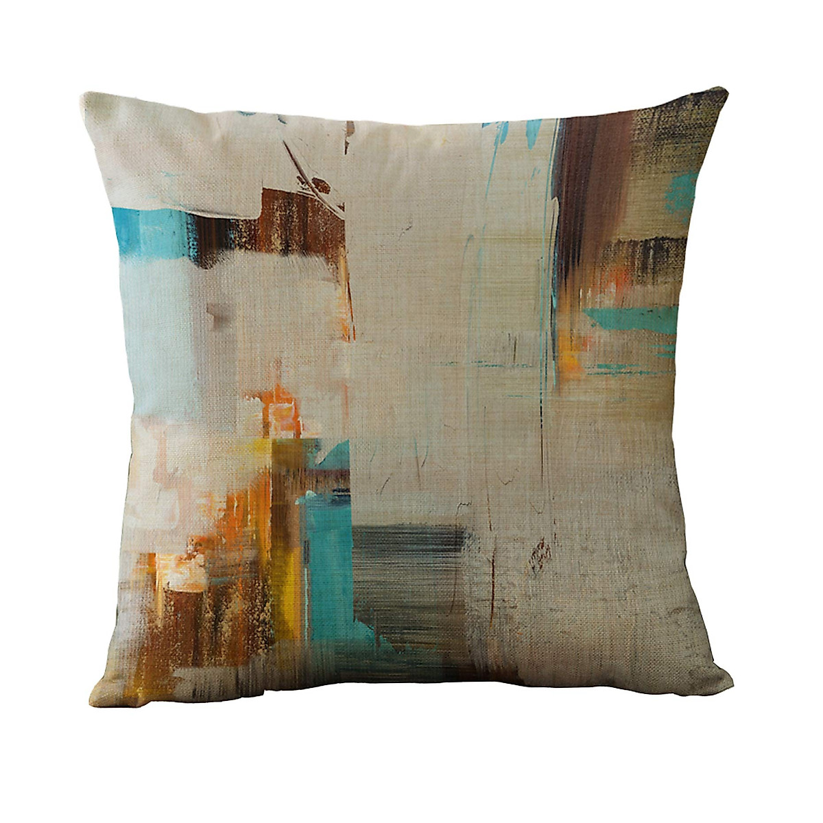 WOMHOPE Set of 4 Modern Art Geometric Decorative Throw Pillow Covers Burlap Toss Pillow Cases Cushion Cases 18 x 18 Inch for Living Room,Couch and Bed (Blocks)