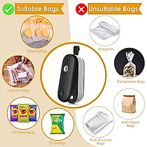 FEPPO Mini Bag Sealer, 2 in 1 Bag Sealer Heat Seal with Cutter, Portable Vacuum Sealer Handheld Bag Resealer Machine with Lanyard for Plastic Bags Food Snack Storage (Batteries Included)