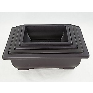 4 Mix Dark Brown Rectangular Plastic Bonsai/Succulents Pot - 6.25" to10