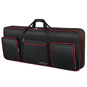 SNIGJAT 61 Key Keyboard Case Soft, Full Padded Piano Case with Handles and Adjustable Shoulder Straps, Waterproof Piano Keyboard Case with 3 Pockets for Accessories (Size: 39.5"x15.8"x4.8")