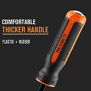 REXBETI Pry Bar Set, Heavy Duty Pry Bar 4-Piece Mechanic Hand Tools, Thicker Strike Cap Handle, Black Orange