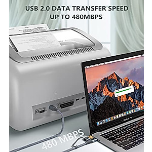 USB-B to USB-C/A Printer Cable 2-in-1 [2-Pack, 10FT] USB C MIDI Cable Nylon Braid High-Speed Printer Cord for MacBook Pro/Air, Casio Digital Piano MIDI Controller, HP Canon Dell Epson Brother Samsung