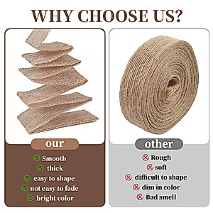 Phinus Burlap Wired Edge Ribbon (Brown), Burlap Ribbon, 1.5inx16.5 Yard Burlap Wired Ribbon for Big Bow, Wreath, Tree, Weddings, Parties, Outdoor Decoration, Thanksgiving, Christmas