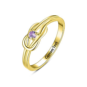 ROWAWA Infinity Ring Women's Birthstone Ring Love Knot Promise Jewelry Her Best Friend Mother's Day Gift Belt Birthstone Personalized Carving Custom Name Sterling Silver