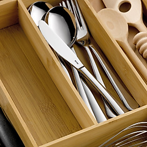 Kela Kalma 12013 Cutlery Tray, Drawer Divider with 8 Compartments, Removable, 35 x 43 x 6.5 cm, Bamboo, Bamboo, Bamboo, 5 Fächer