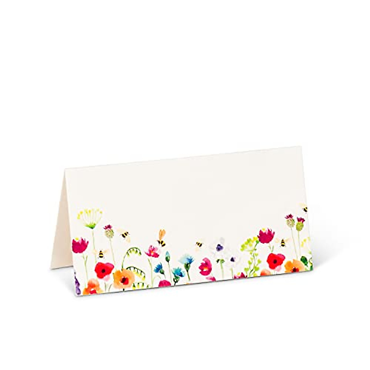 Abbott Collection 27 Bee Garden Folded Placecards. 12 Pieces, White/Multi