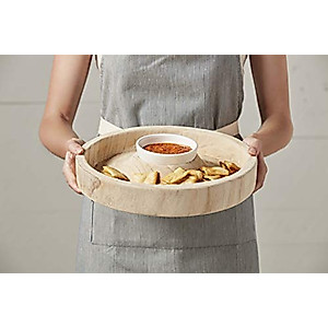 Mud Pie Paulownia Chip Ceramic Dip Bowl, 2" x 13" Dia 2" x 4 1/2" Dia, Tan