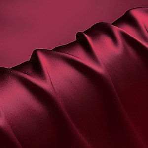 100% Pure Silk Fabric Wine Red Charmeuse Fabrics by The Pre-Cut 1 Yard for Sewing Apparel Width 44 inch