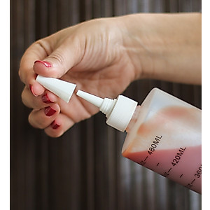 Tovla Plastic Leak-Proof Squeeze Squirt Bottles with White Cap for Liquid, Sauces, Frosting, Painting, Pancake Making, 16 oz, Set of 4