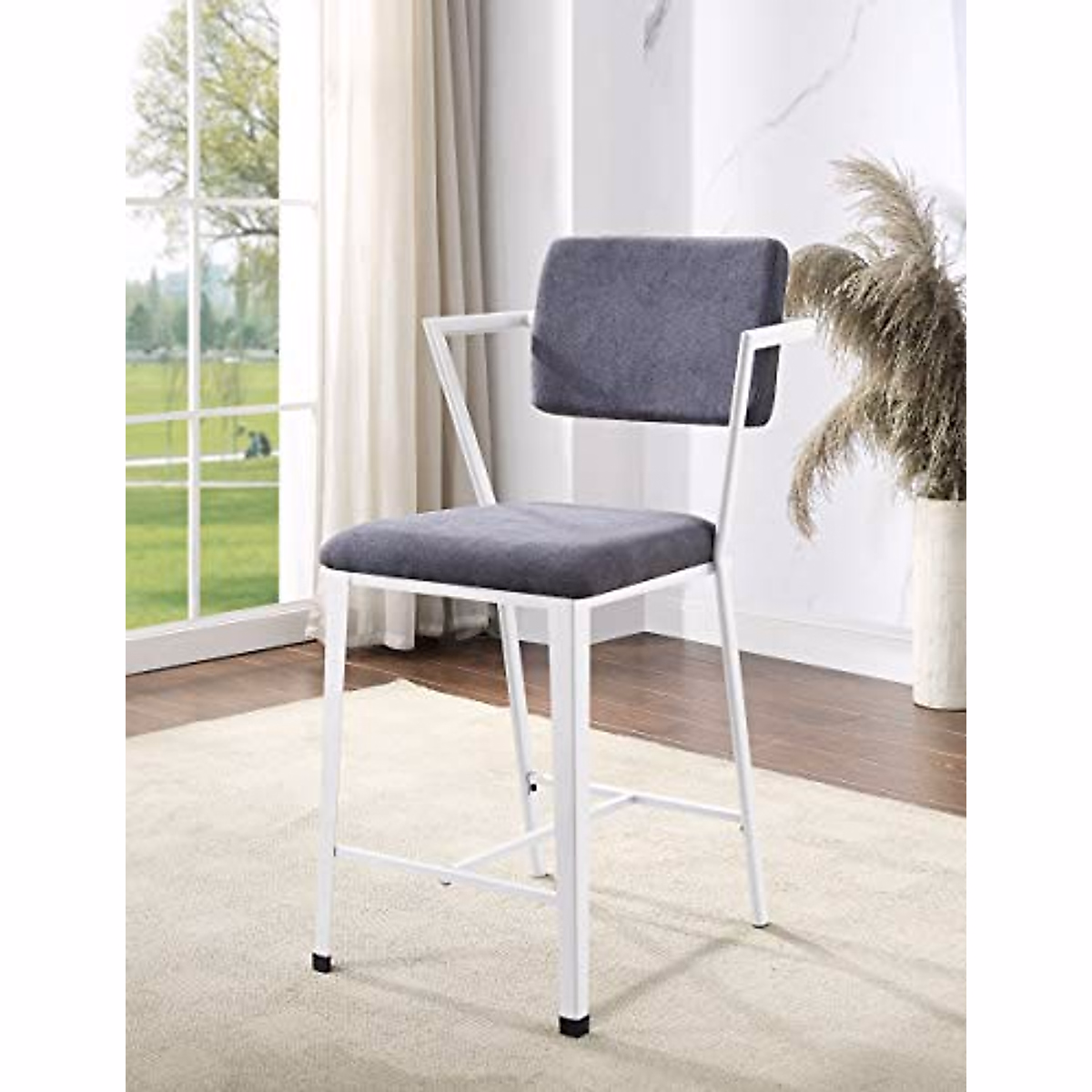 ACME Cargo Counter Height Chair (Set-2) - - Gray Fabric & White