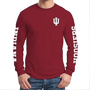 AL1120 - Indiana Hoosiers Double Sleeve Print Long Sleeve - 3X-Large - Cardinal