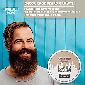 Crafted Beards - Beard Balm - Beard Wax - Mustache Wax - Light Hold - For a Softer, Smoother, Moisturized Beard - Made with All-Natural and Organic Ingredients - Leave in Conditioner (Sandalwood Bourbon)