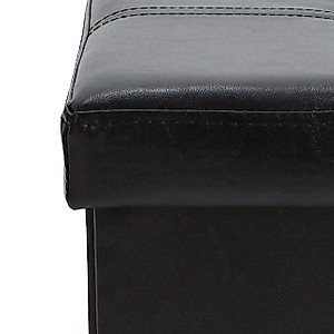 Simplify Faux Leather Cube Storage Ottoman, Black (F-0625-BLACK)