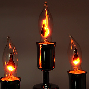 The Dreidel Company Flicker Flame Shaped Light Bulbs, E12 Replacement Bulbs, Dances with a Flickering Orange Glow, 1 Watt Bulb, 120 Volt (6-Pack)