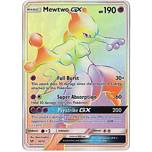 Mewtwo GX - 76/73 Rainbow Rare Card - Pokemon Sun & Moon: Shining Legends