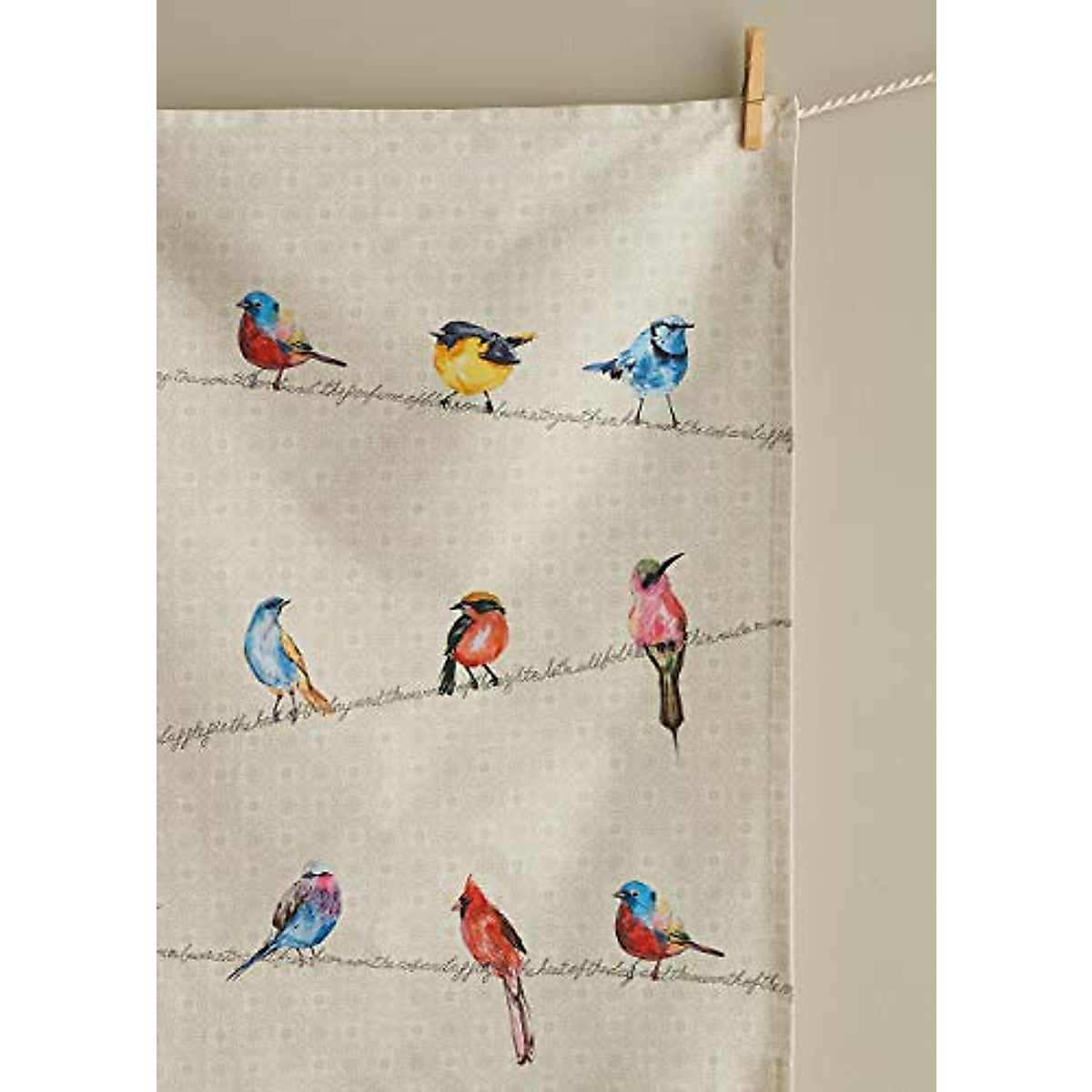 Maison d' Hermine Birdies On Wire 100% Cotton Set of 2 Multi-Purpose Kitchen Soft Absorbent Dish Towels | Tea , Bar Towels (20 Inch by 27.50 Inch)