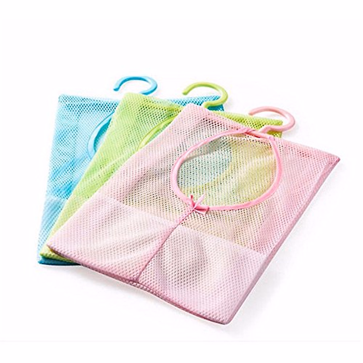 YJYdada Bathroom Storage Clothespin Mesh Bag Hooks Hanging Bag Organizer Shower Bath New (Pink)