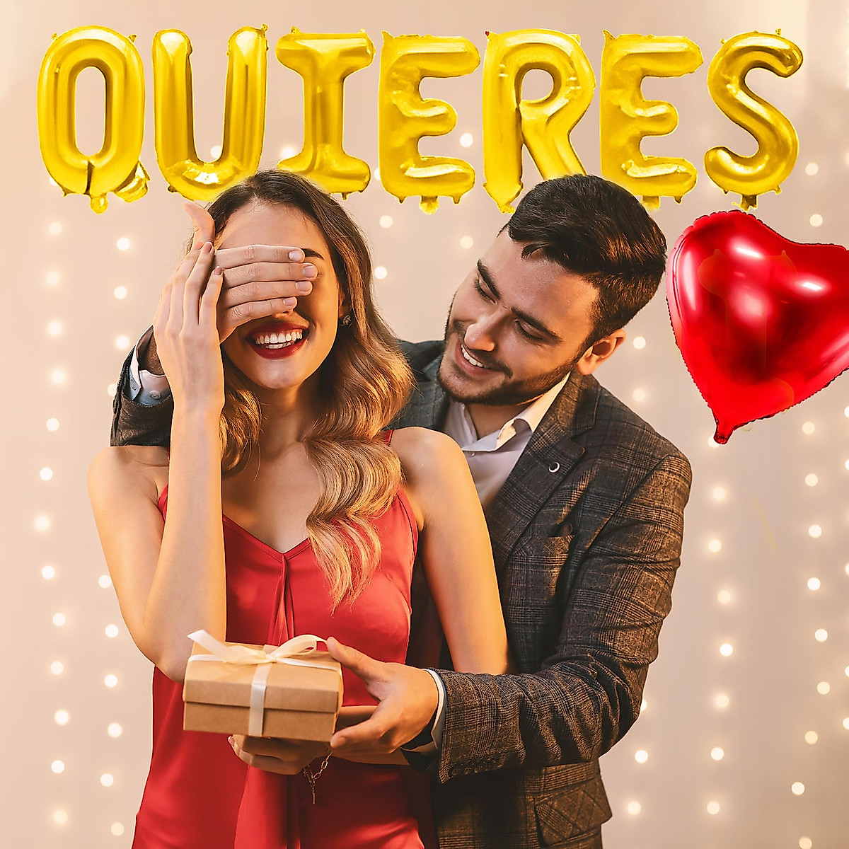 QUIERES SER MI NOVIA - 16'' Will You Be My Girlfriend Balloons Spanish with 200pcs Artificial Rose Petals for Valentines Day Decorations (Quieres Ser Mi Novia Balloons Gold)