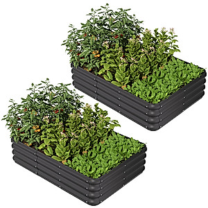 ENJOYBASICS Raised Garden Bed Outdoor, Thickened Bottomless Garden Beds for Gardening, 2 Pack Raised Planter Box for Growing Vegetables, Fruits, Flower, Herb (3x3x1 FT)