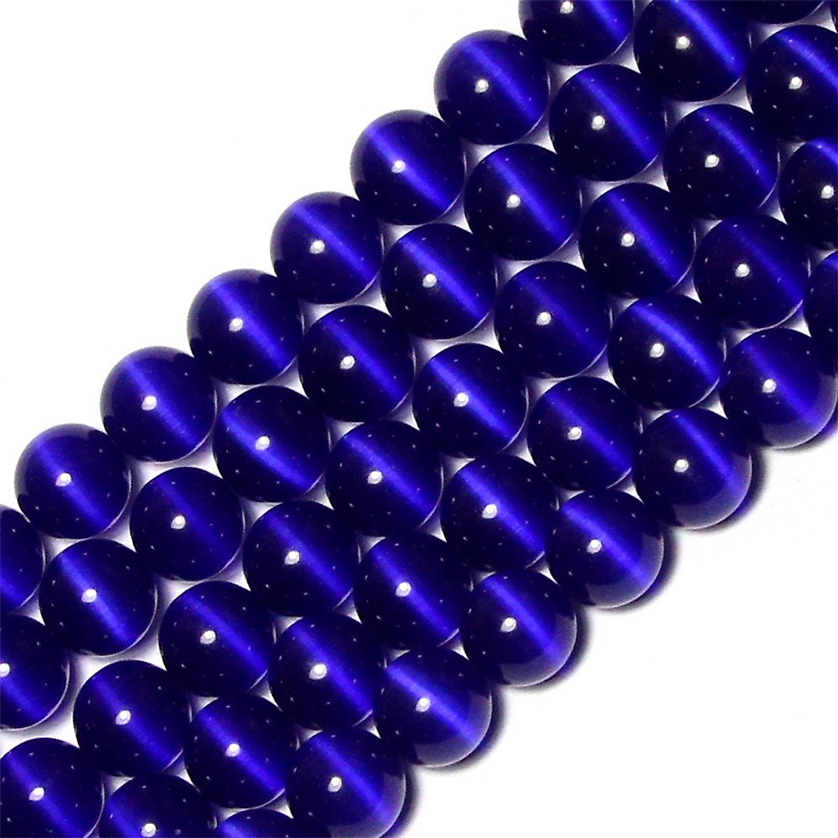 8mm Round Dark Blue Cat Eye Beads Strand 15 Inch Jewelry Making Beads