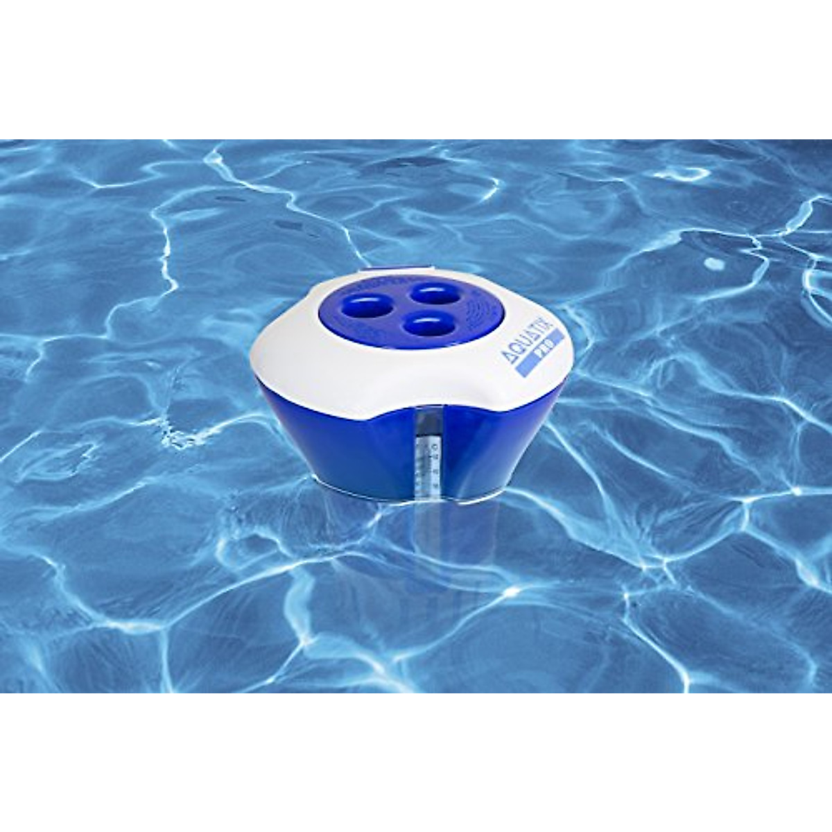 Aquatix Pro Pool Chlorine Floater Dispenser with Thermometer for 1 to 3 inch Tablets, Large & Durable Floating Dispenser for Spa, Hot Tub, In-ground & Above Ground Pools, Adjustable Flow Rate